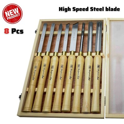8pc Wood Lathe Chisel Set Woodworking WoodTurning Tool Starter Kit ...