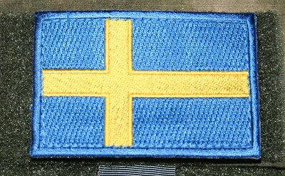 sweden flag patch embroidered hook and loop backing swedish tactical 3" x 2" | eBay