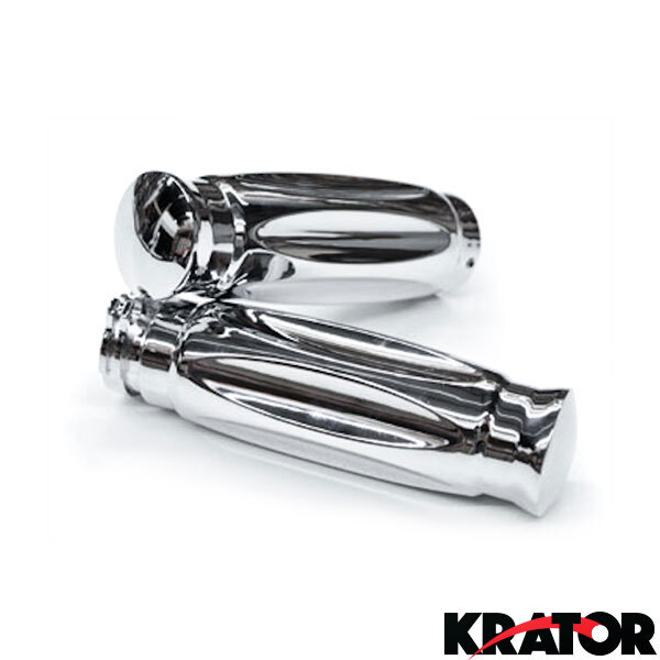 Chrome Motorcycle Hande Grips Shotgun Shell Bullet Style Fit 1" Inch ...