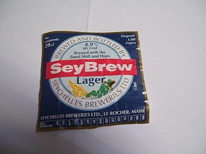 SeyBrew, Seychellen Seychelles Lager Bier Ettikett 1996 Mahe sey brew ...