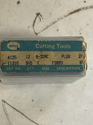 12 NEW Besly 4125 Standard Spiral Point Plug Tap GH3 8-32NC Gun Taps ...