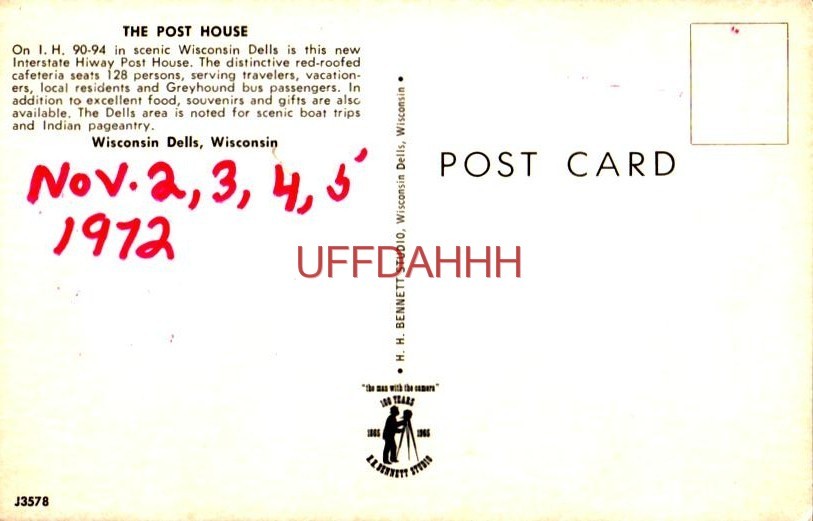 Interstate Hiway POST HOUSE Restaurant, WISCONSIN DELLS, WI 1972 | eBay