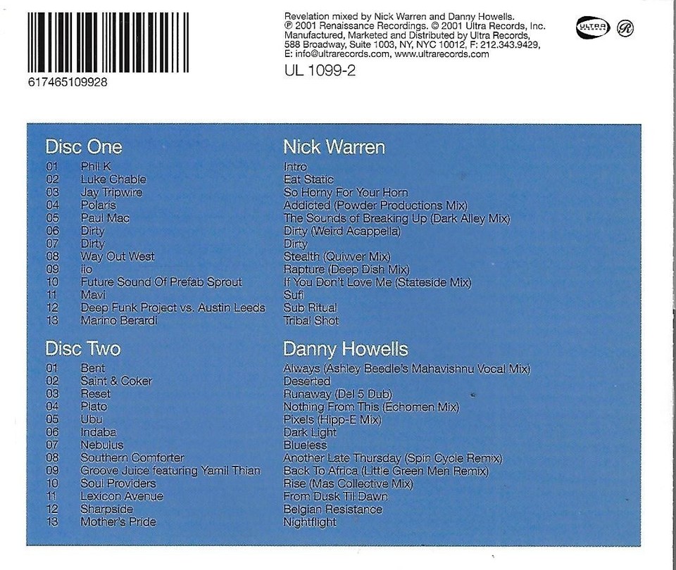 Renaissance: Revelation by Nick Warren and Danny Howells (CD, 2001, 2 ...