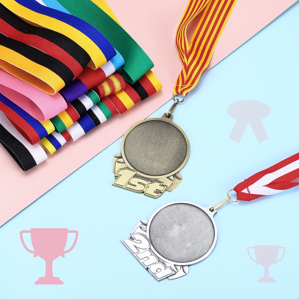 25 Pcs Award Neck Ribbons with Snap Clip Medal Lanyards, Blue/White | eBay