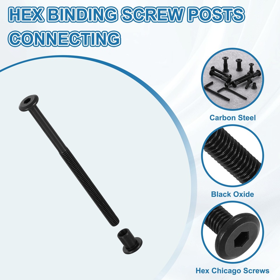 10Pcs M6x100mm Hex Chicago Screws 8x10mm Binding Posts Socket Cap Bolt ...
