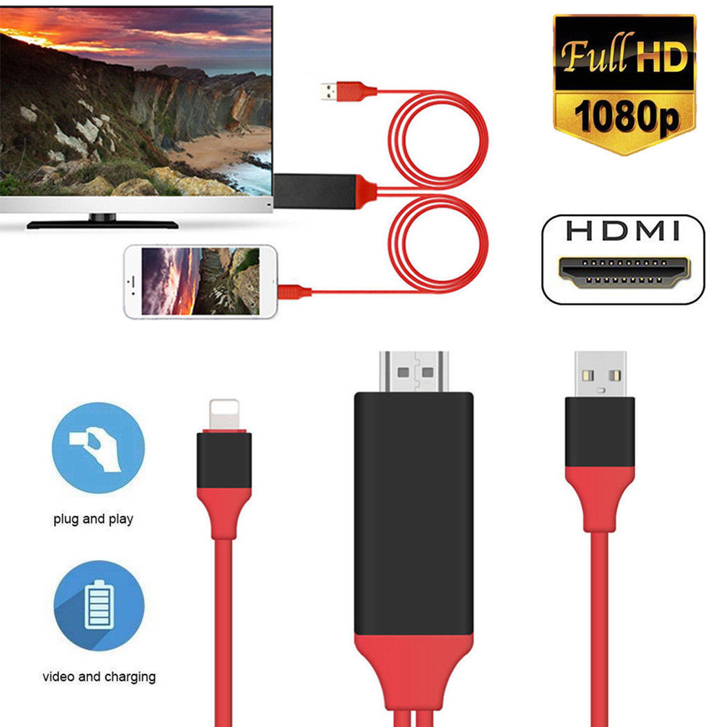 FOR iPhone to HDMI Cable 3D Ultra HD 4K 2160p 1080p High Speed 14 13 12 ...