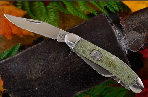 Couteau Rough Rider Sowbelly Green Manche Micarta 3 Lames Acier 440 ...