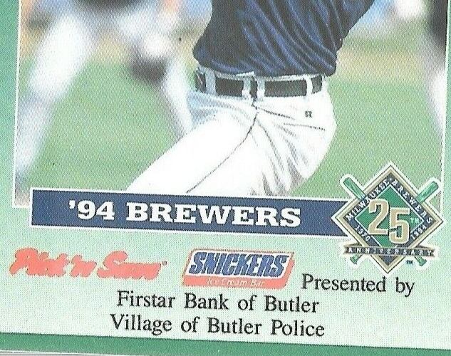 1994 Milwaukee Brewers Butler Police Cal Eldred 21 Pick N Save Baseball ...