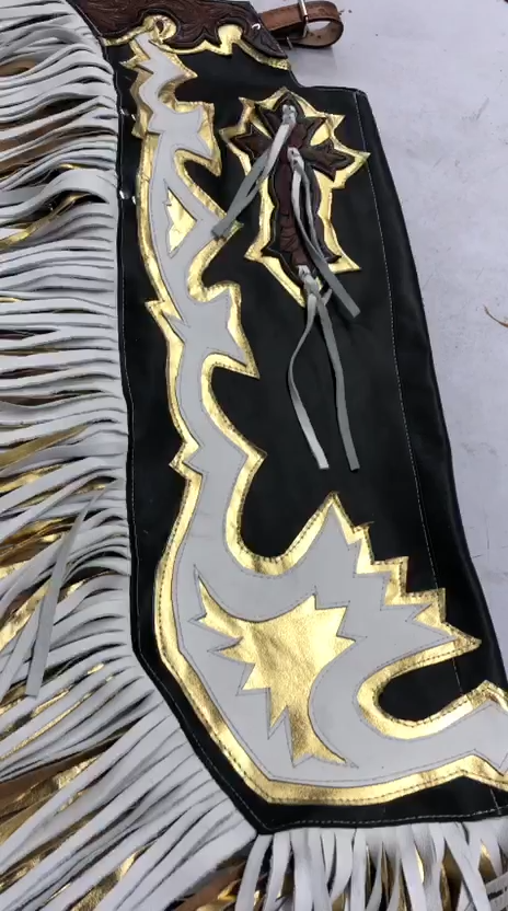 Hand-Tooled Leather Rodeo Chaps – Custom Western Bull Riding Gear with ...