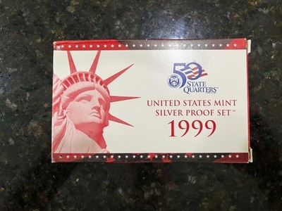 FULL 1999 US Mint Silver Proof 9 Coin Set Original Government Packaging ...