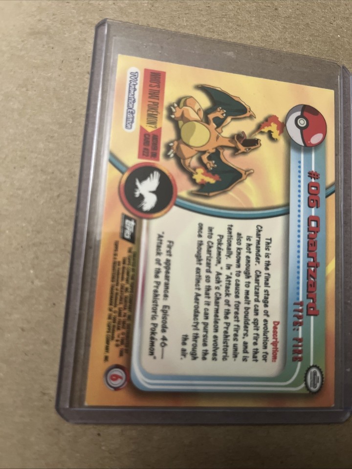 Pokemon Card Charizard #06 TOPPS Series 1 Blue Logo Non-Holo Soft ...