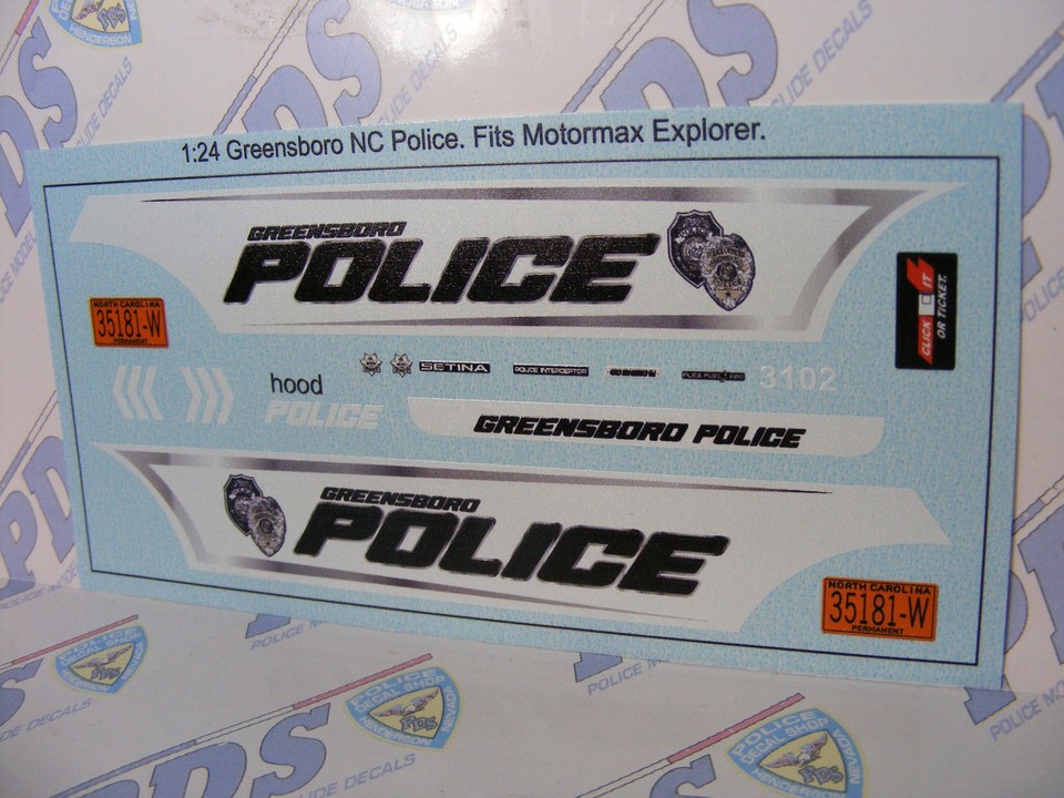 Greensboro NC Police 1/24 Water Slide Decal Set Fits 2022 Motormax ...