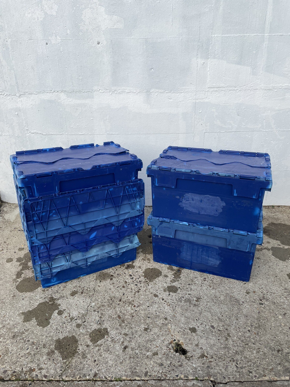 6 x 60ltr Heavy Duty Plastic Storage Tote Box 60 x 40 x 30cm Folding ...