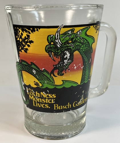 Rare The Loch Ness Monster Lives Busch Gardens Big Glass Pitcher Roller ...