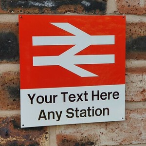 Personalised British Rail Station Sign | 20x20cm Customised Railway ...