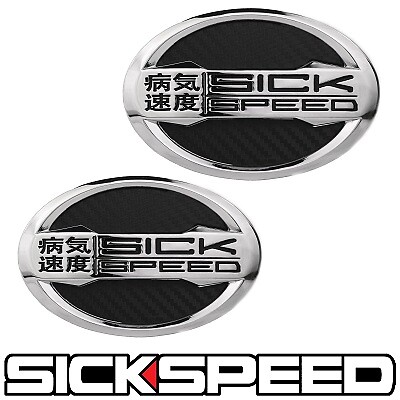 2 PC SILVER CARBON FIBER SICKSPEED EMBLEMS BADGES FOR FRS TRUNK OR HOOD ...