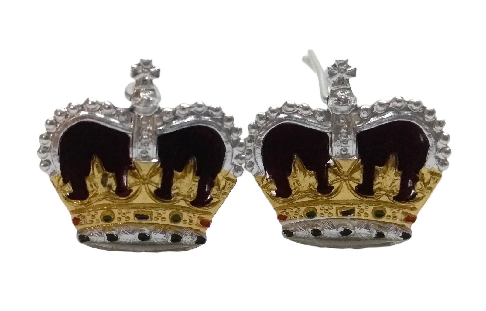 Rank Crowns British Officer Insignia Silver & Gold Long Wires 1 Pair | eBay
