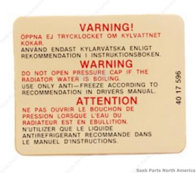 Genuine Saab Coolant Label For 1986-1989 Saab 9000 4017596-AD | eBay