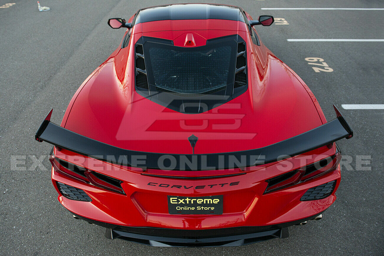 Rear Trunk Lid High Wing For 20-Up Corvette C8 PAINTED CARBON FLASH ...