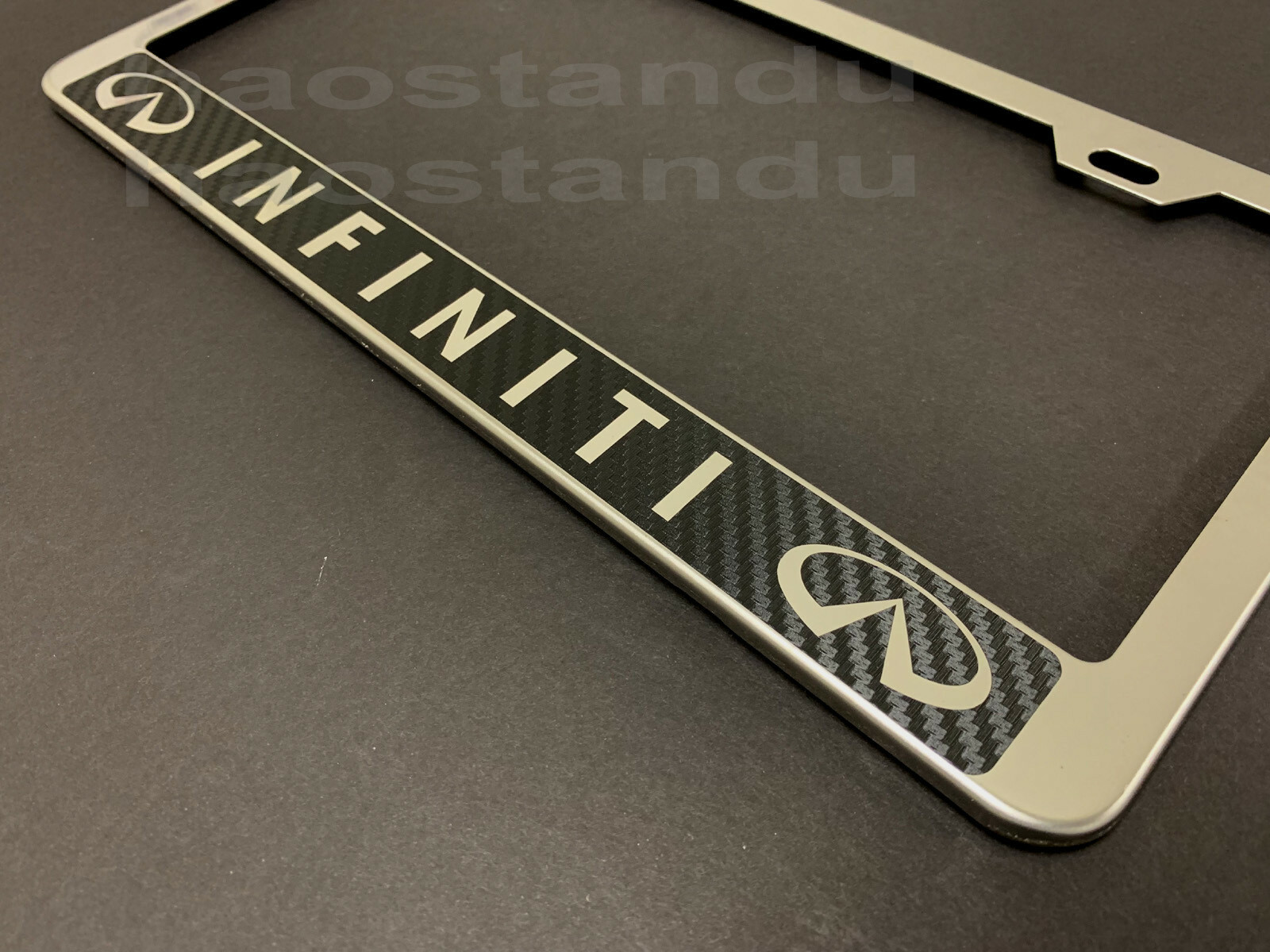 1xInfini/HALO STAINLESS STEEL LICENSE PLATE FRAME w/(Carbon Fiber Style ...