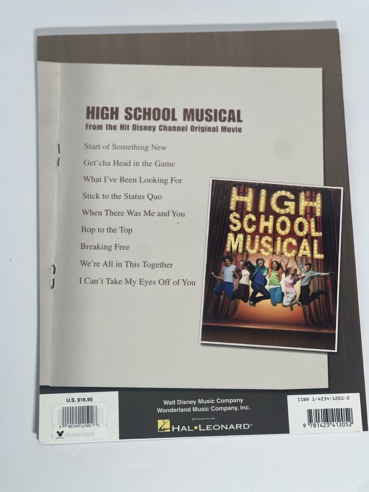 High School Musical Disney Piano/Vocal/Guitar 9 Songs Movie Sheet Music ...
