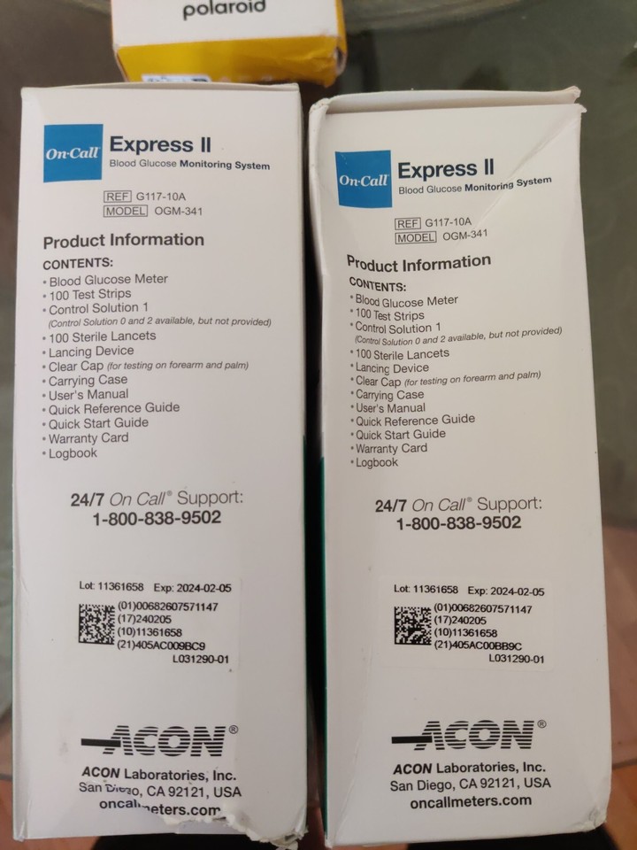 Set Of Two On Call Express II Diabetes Testing Kit- Blood Glucose Meter ...