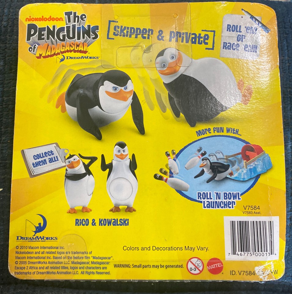 BRAND NEW Penguins of Skipper & Private ROLL ‘EM RACE ‘EM Belly! Mattel ...