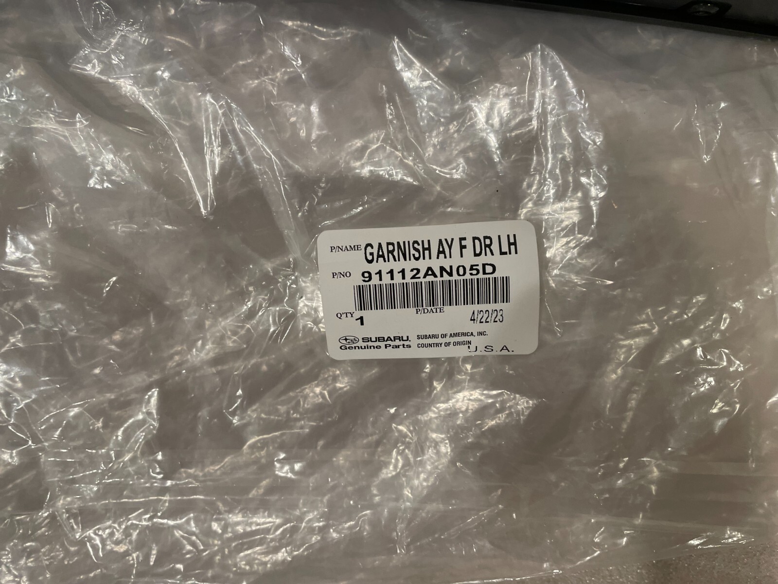 2022-2023+SUBARU+OUTBACK+FRONT+LEFT+DOOR+GARNISH+OEM+91112AN05D for ...