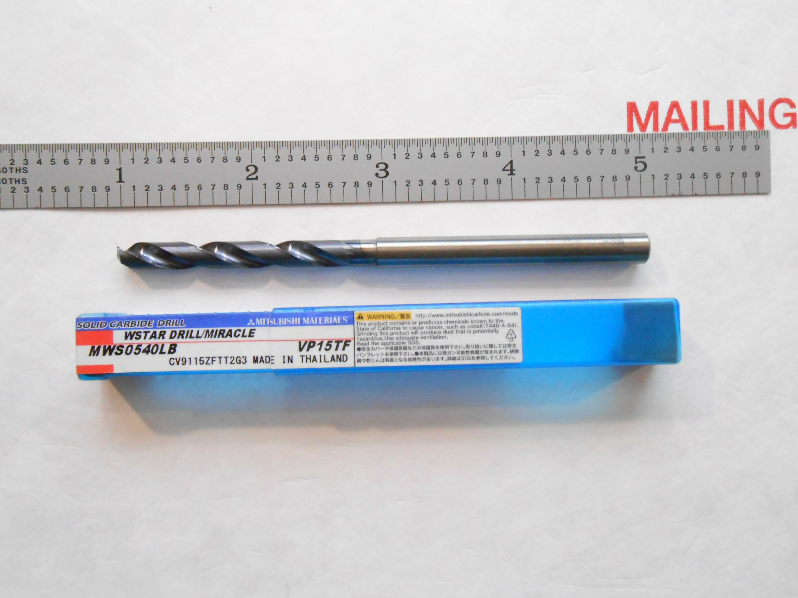 NEW MITSUBISHI 5XD CARBIDE DRILL #3 DIA. X 45MM LOC X 101MM OAL VP15TF ...