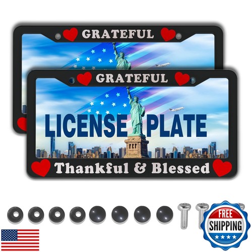 License Plate Frames Black, White, and Red License Plate Cover Grateful ...