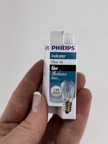6s6 Philips 6 Watt 120v Clear Indicator Light Bulb Candelabra Base Sign ...