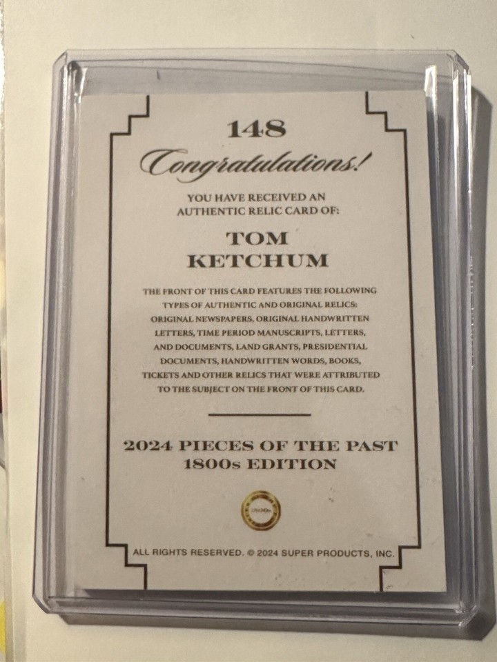 2024 Pieces Of The Past Tom Ketchum | eBay