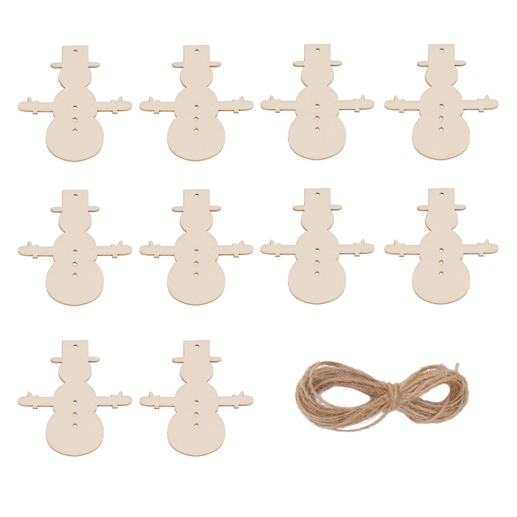 10-30 MDF Star & Snowman Shapes Wooden Craft Embellishments with Hole ...