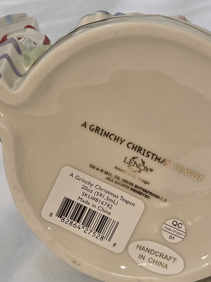 Lenox A Grinchy Christmas Teapot The Grinch Tea Pot Original Box Dr ...