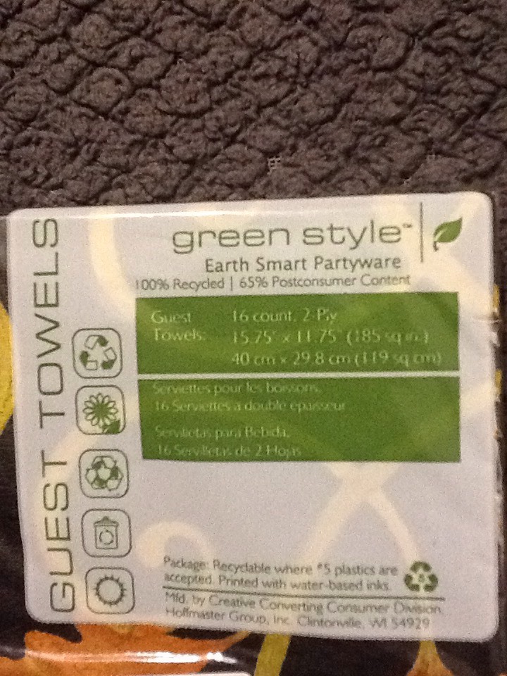 Green Style Earth Smart Partyware Guest Towels Napkins Harvest Pottery ...