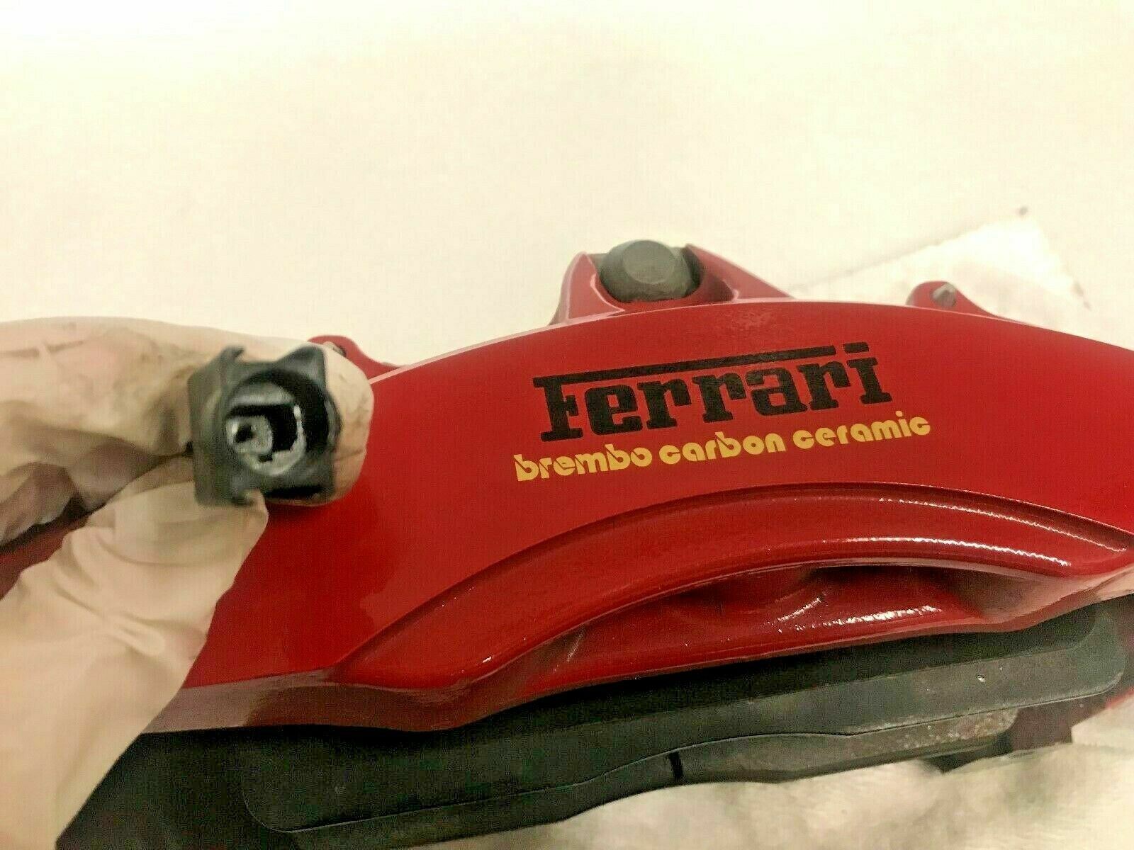 FERRARI 458 ITALIA SPIDER DRIVER LEFT BRAKE CALIPER WITH PADS RED OEM ...