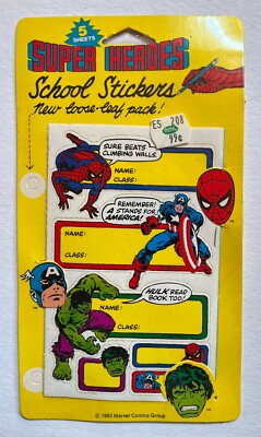 Marvel Super Heroes School Stickers SEALED Spider-man Hulk Captain ...