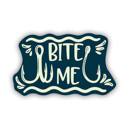 Bite Me Fishing Sticker Decal - Weatherproof - outdoors hook hunting ...