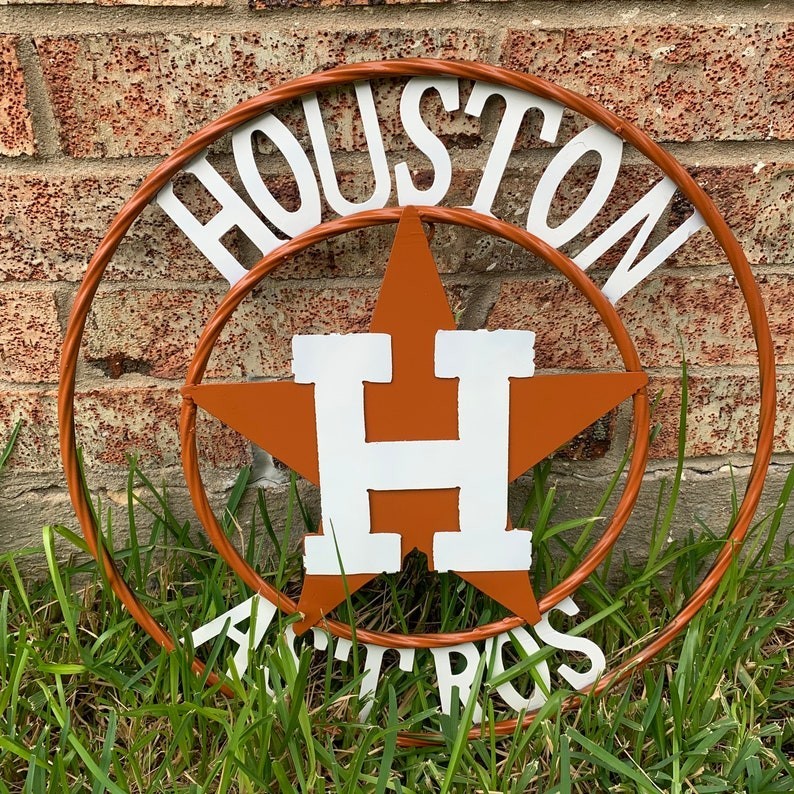 HOUSTON ASTROS CUSTOM VINTAGE METAL CRAFT WESTERN HOME DECOR TEAM CRAFT ...