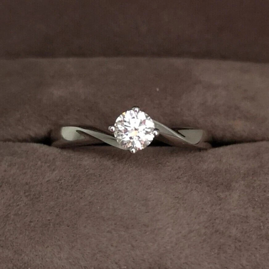 0.35Ct Round Cut Lab Created Diamond Engagement Ring 14k White Gold ...