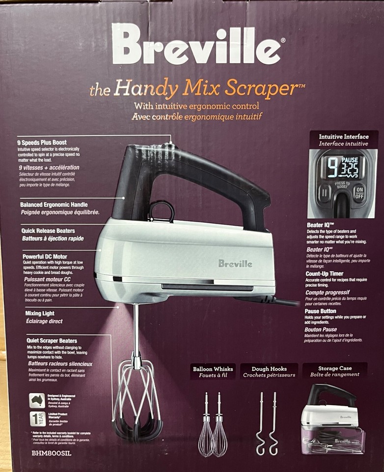 Breville Handy Mix Scraper 9-Speed Hand Mixer Quiet Scraper Beaters | eBay