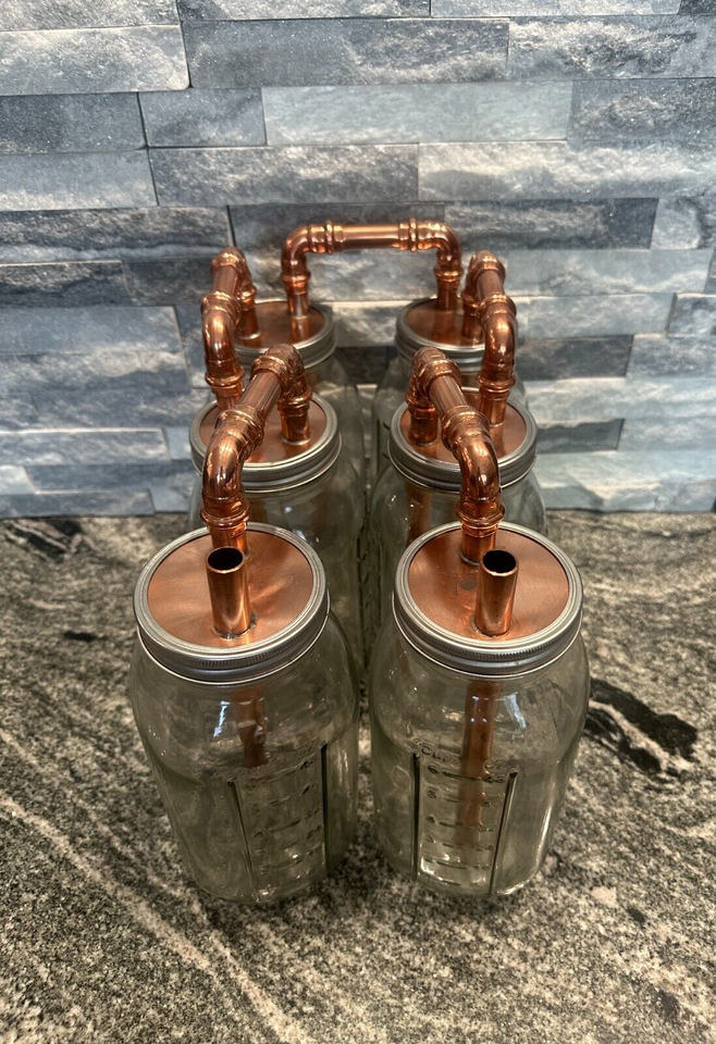 1/2”Tandem Mason Jar Thumpers Wide Mouth Jars 6 Way Distillation ...