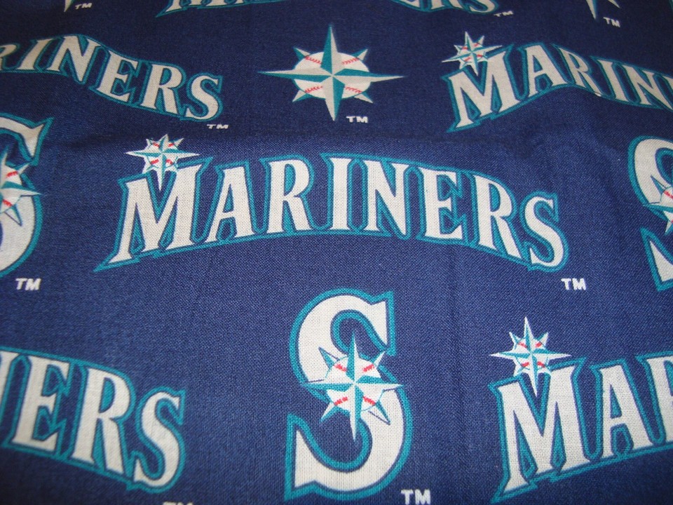 Seattle Mariners MLB Baseball Cotton Retired Fabric Remnant 13.5"W x 5 ...