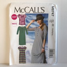McCall 6754. Misses' Easy Knit Dress & Peplum Top. Sz Xs-Sm-M. Uncut FF ...