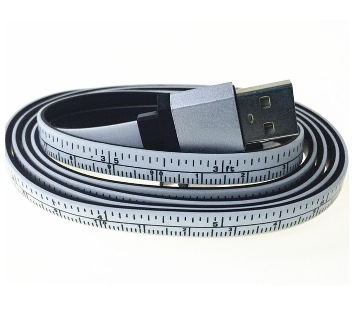 Flat 1.2M Ruler USB Charger Cable for iPhone 8 7 6S Plus 6 5S iPad Data ...