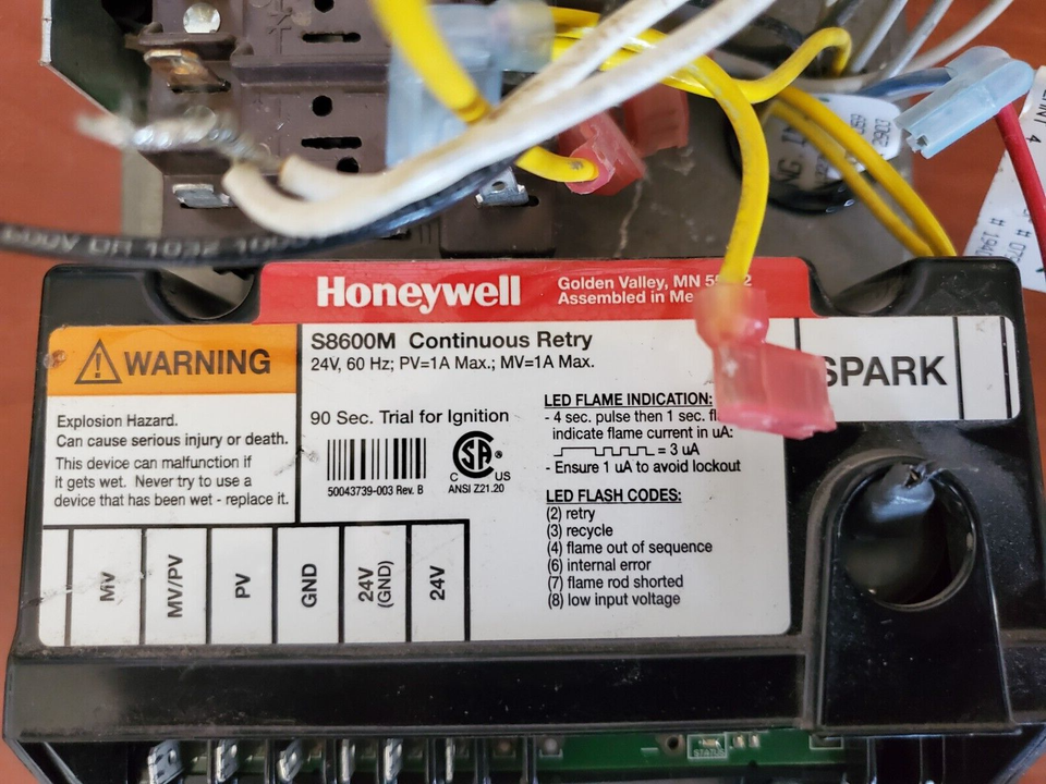 Honeywell S8600M Continuous Retry Furnace Control Module Remote Bulb ...