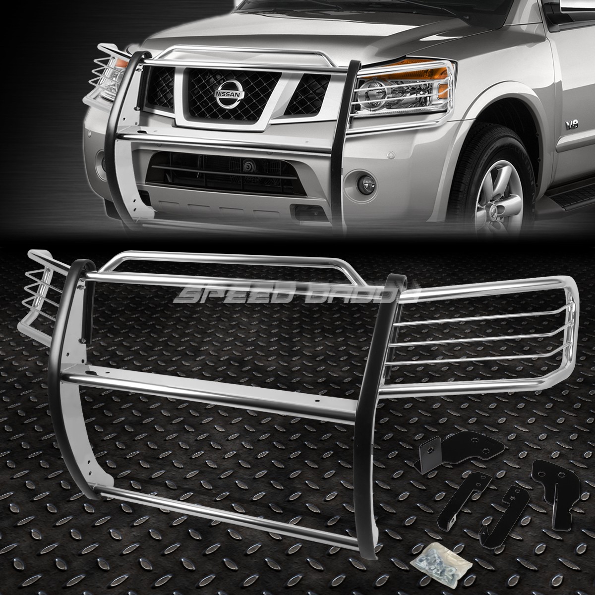 FOR 05-15 TITAN A60/ARMADA WA60 CHROME STAINLESS STEEL FRONT BUMPER ...