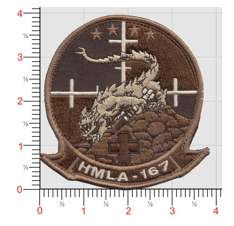 MARINE CORPS HMLA-167 WARRIORS SQUADRON DESERT HOOK & LOOP EMBROIDERED ...
