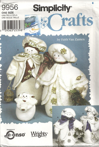 SIMPLICITY CRAFTS 9956 SNOW PEOPLE by Faith Van Zanten SEWING PATTERN ...
