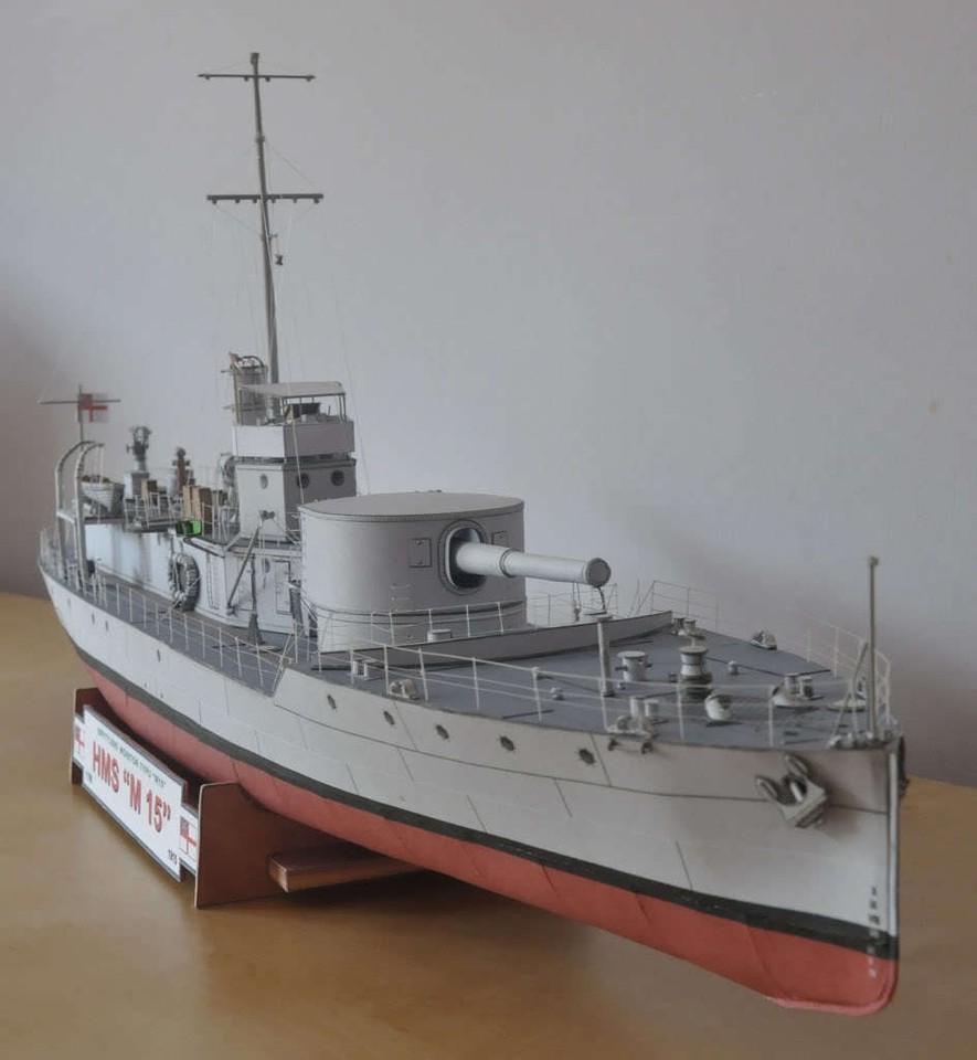1:100 British Royal Navy HMS M15 M15-class monitor DIY Handcraft Paper ...